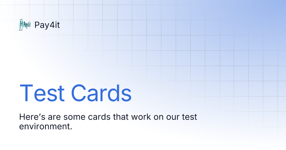 Test Cards | Pay4it